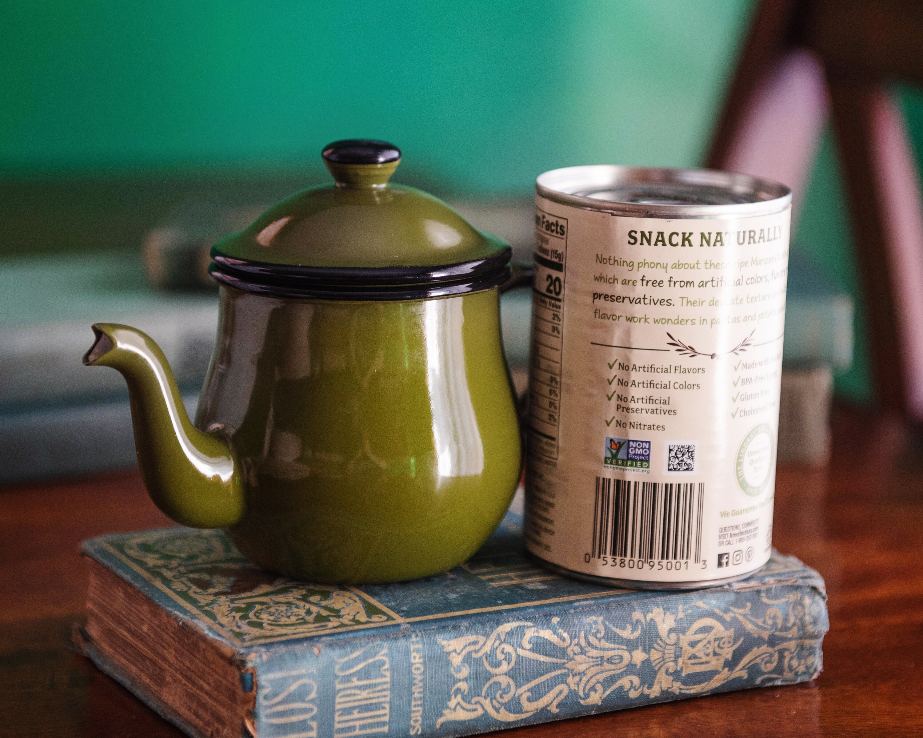 Mini Enamelware Teapot Olive / Avacado Green With Black Trim - Etsy