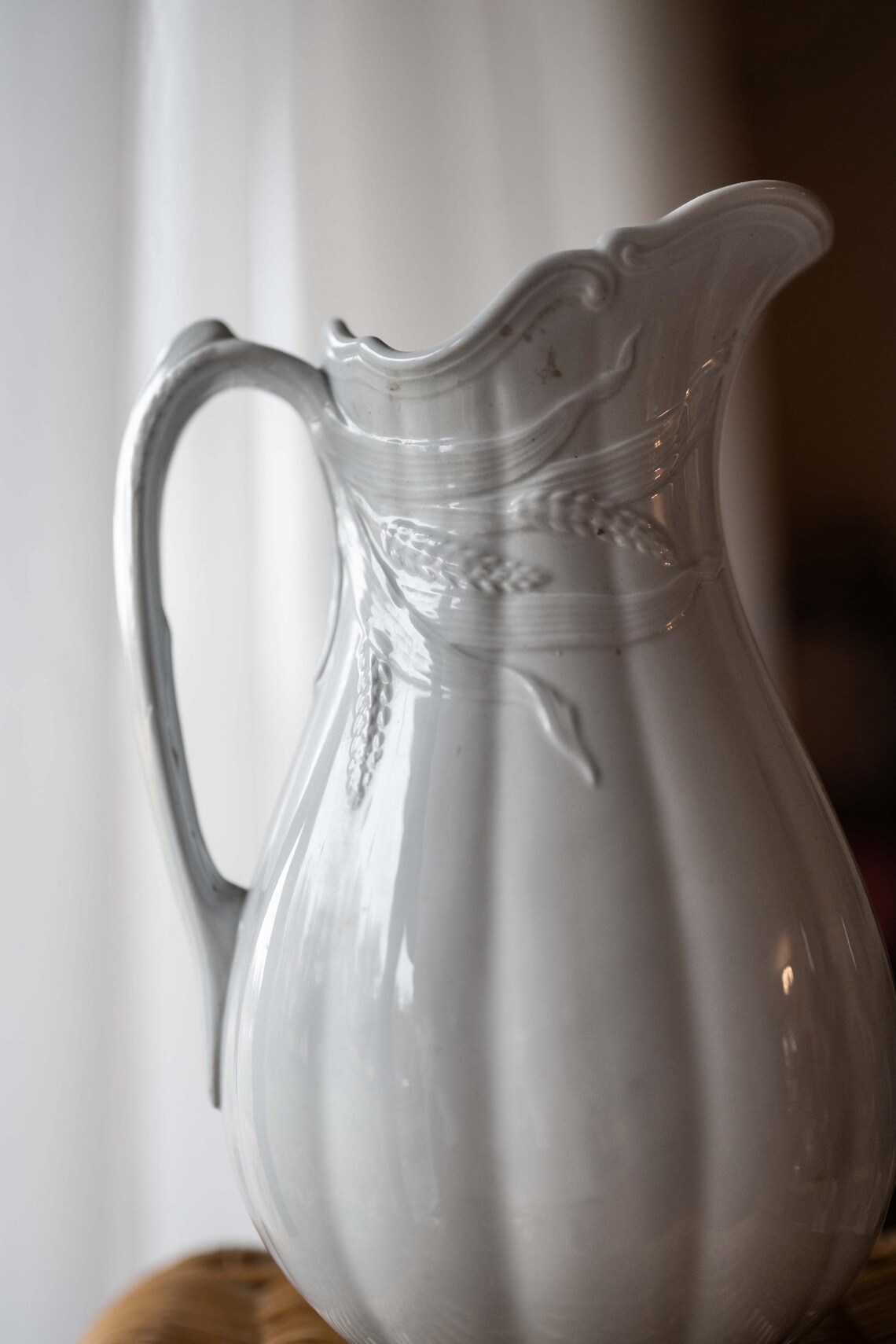 Large Antique Ironstone Pitcher, Wheat Pattern, English, Turner and ...
