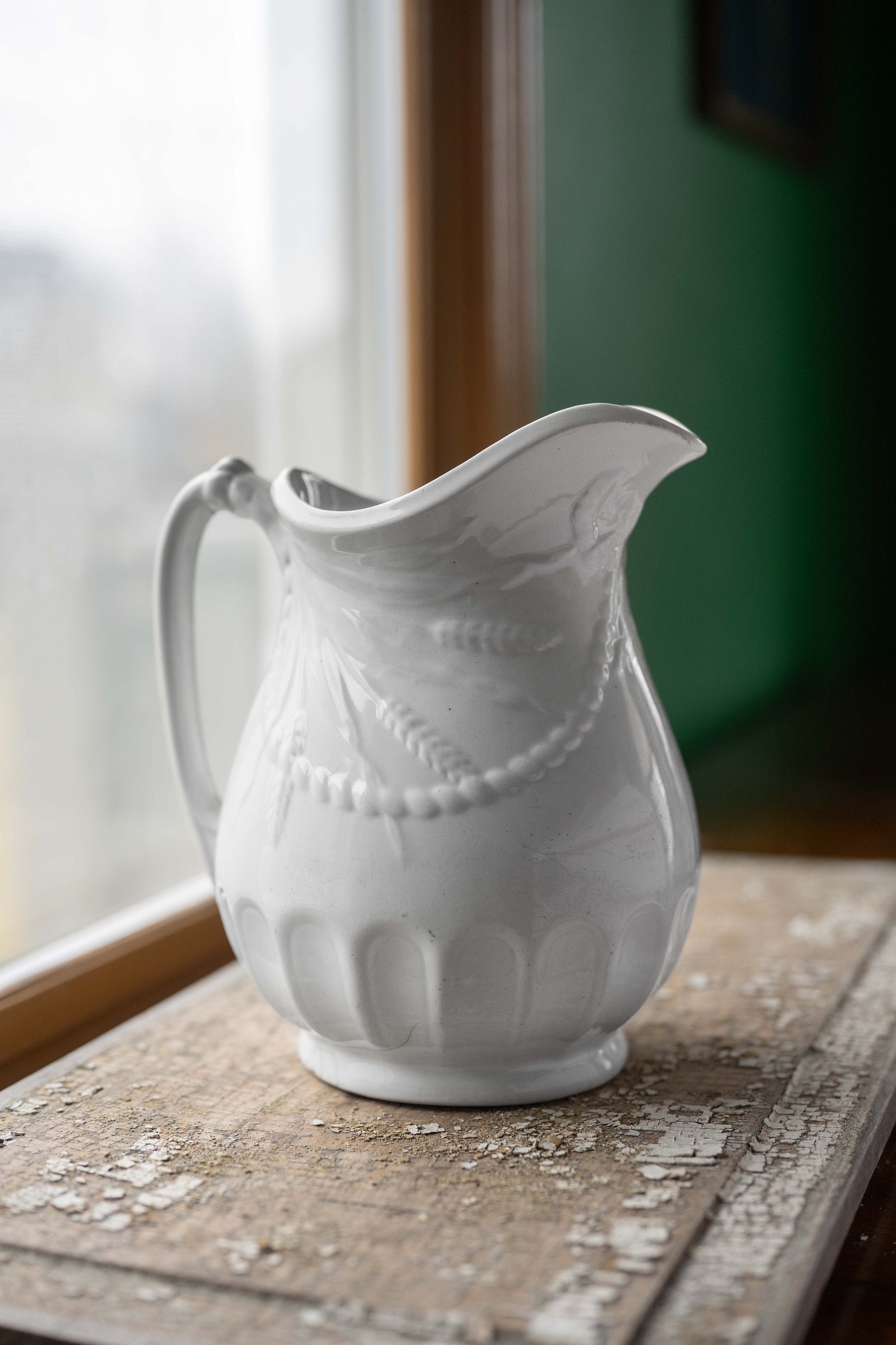 English White Ironstone Pitcher, the Lorne - Roped Wheat Shape ...