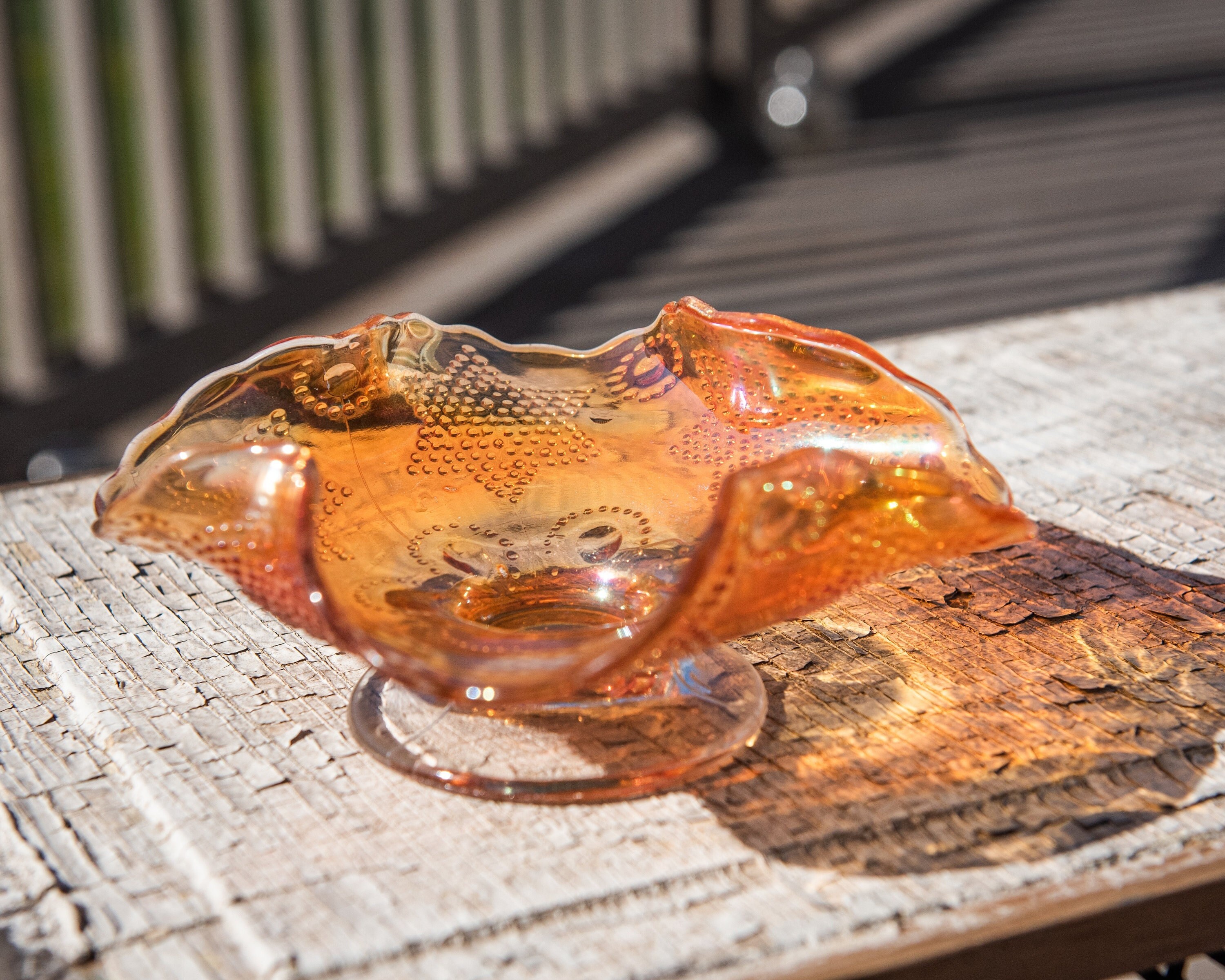 Fenton beaded Moon and Stars Ruffled Bowl Antique | Etsy