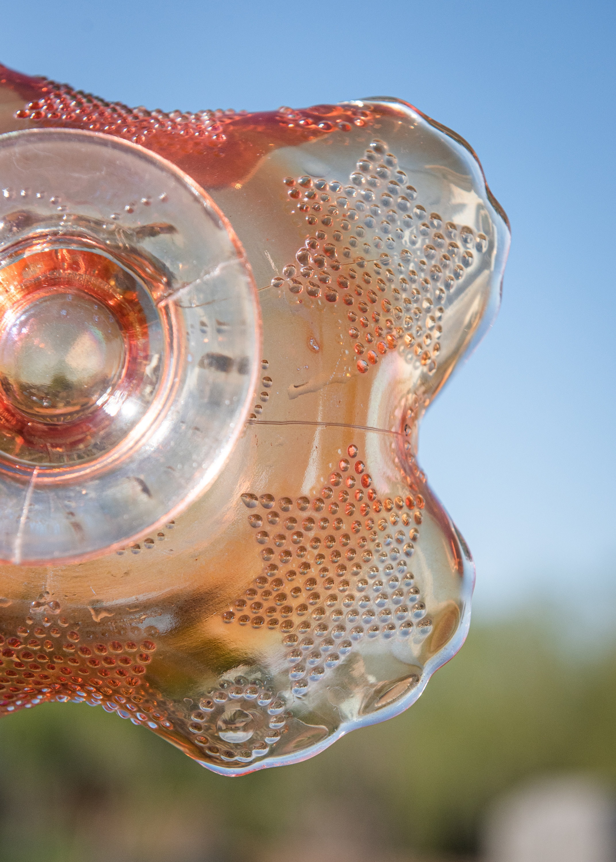 Fenton beaded Moon and Stars Ruffled Bowl Antique | Etsy