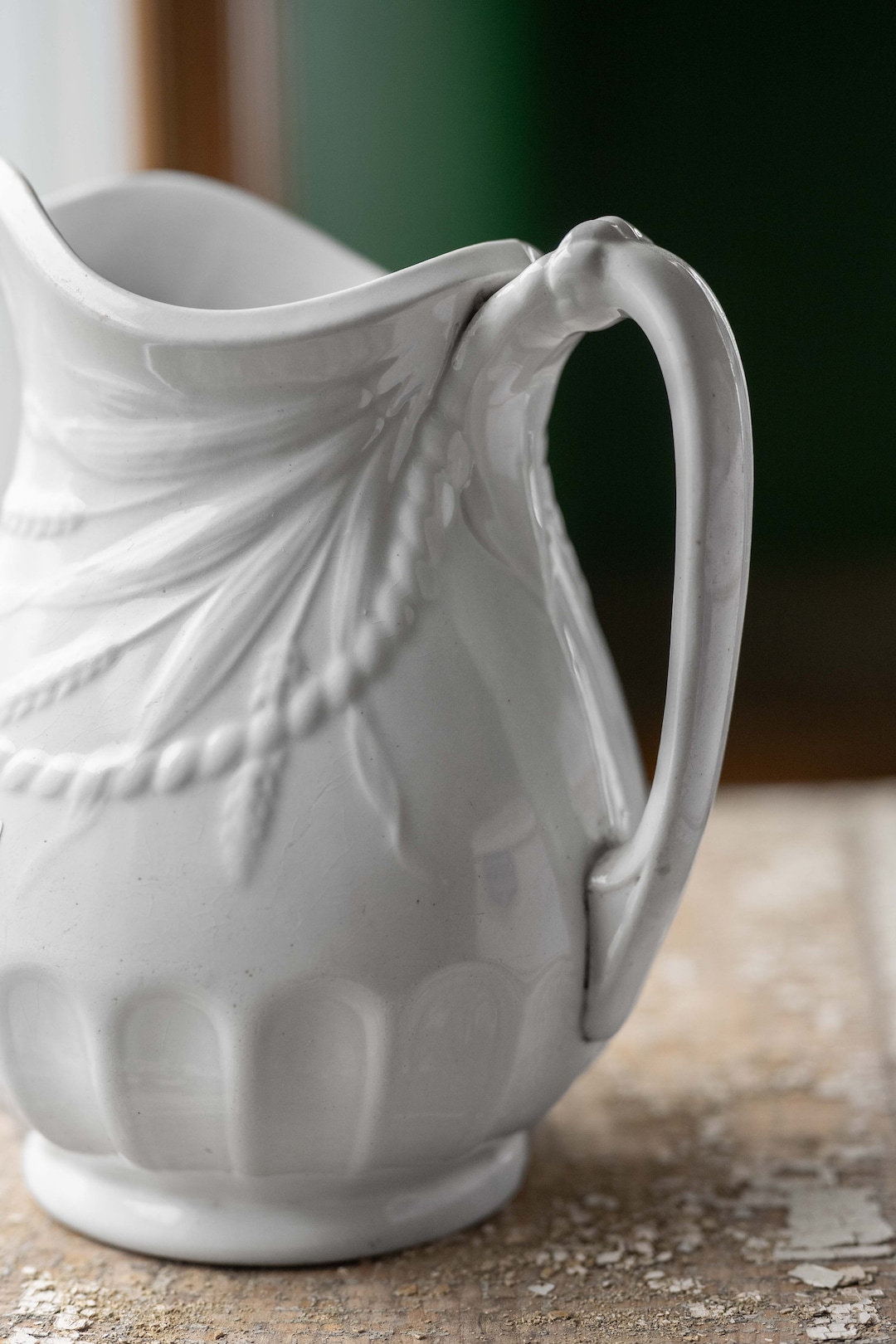 English White Ironstone Pitcher, the Lorne - Roped Wheat Shape ...