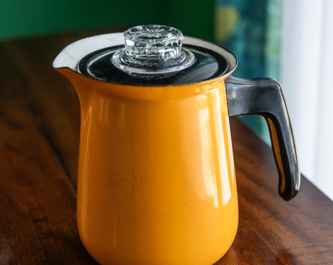 Vintage Enamelware Coffee Percolator, Yellow, 1960s, MCM Mid Century ...