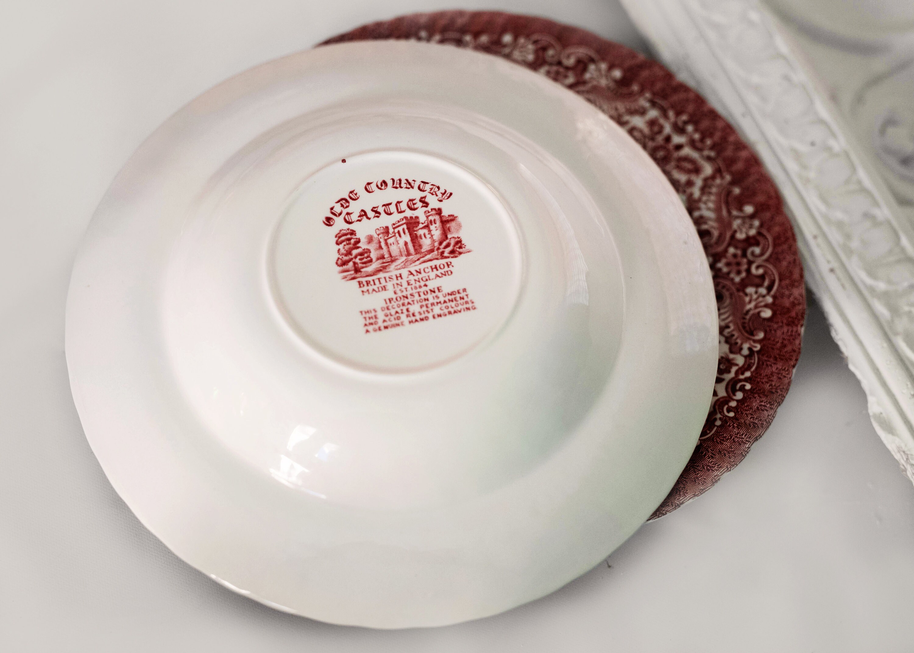 Vintage Large Bread Bowl Olde Country Castles Red England Bowl ...