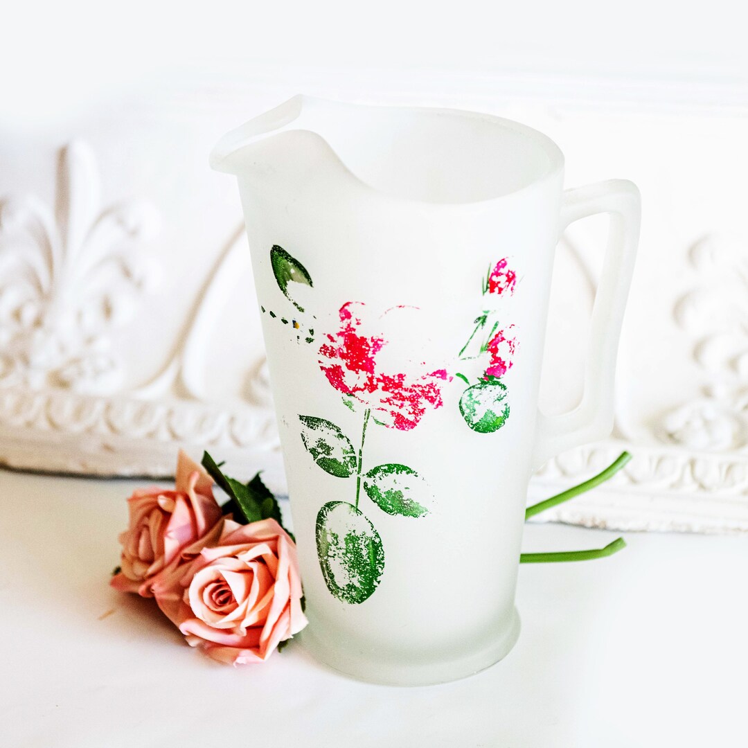 Wonderful satin glass water pitcher lemonade or table pitcher ...