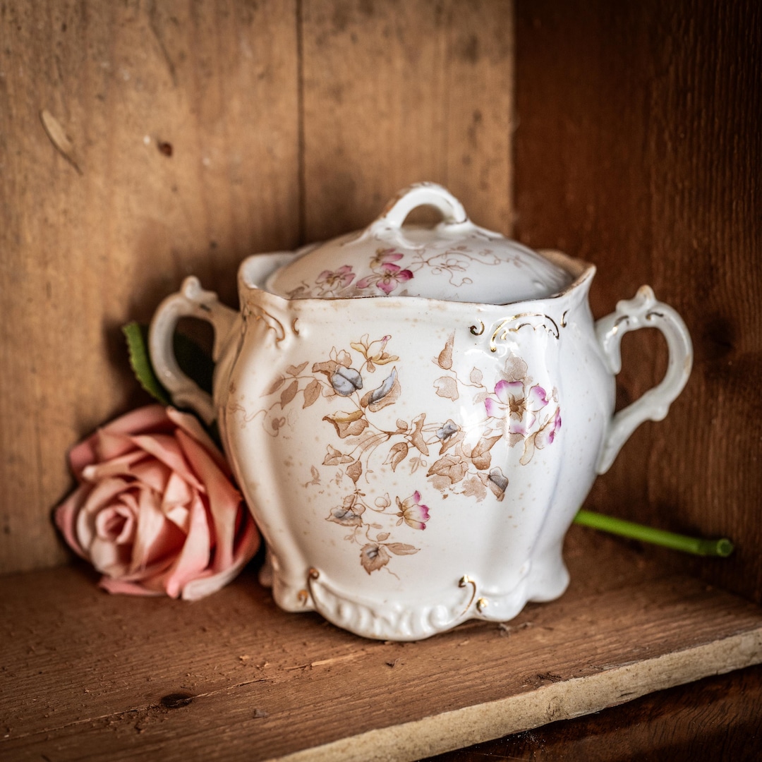 Ironstone Sugar Bowl, "churchill Pattern" by Ridgways, Brown and Blue ...