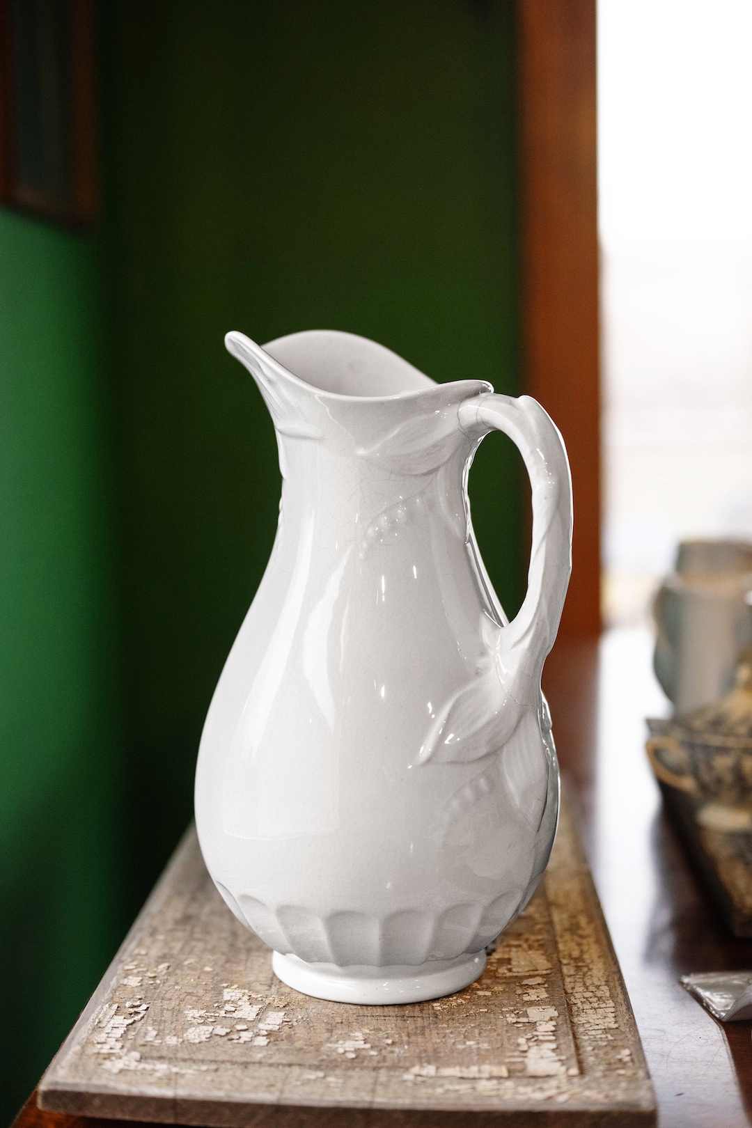 Jacob Furnival English Ironstone Ewer, Large Pitcher in Stunning Lily ...