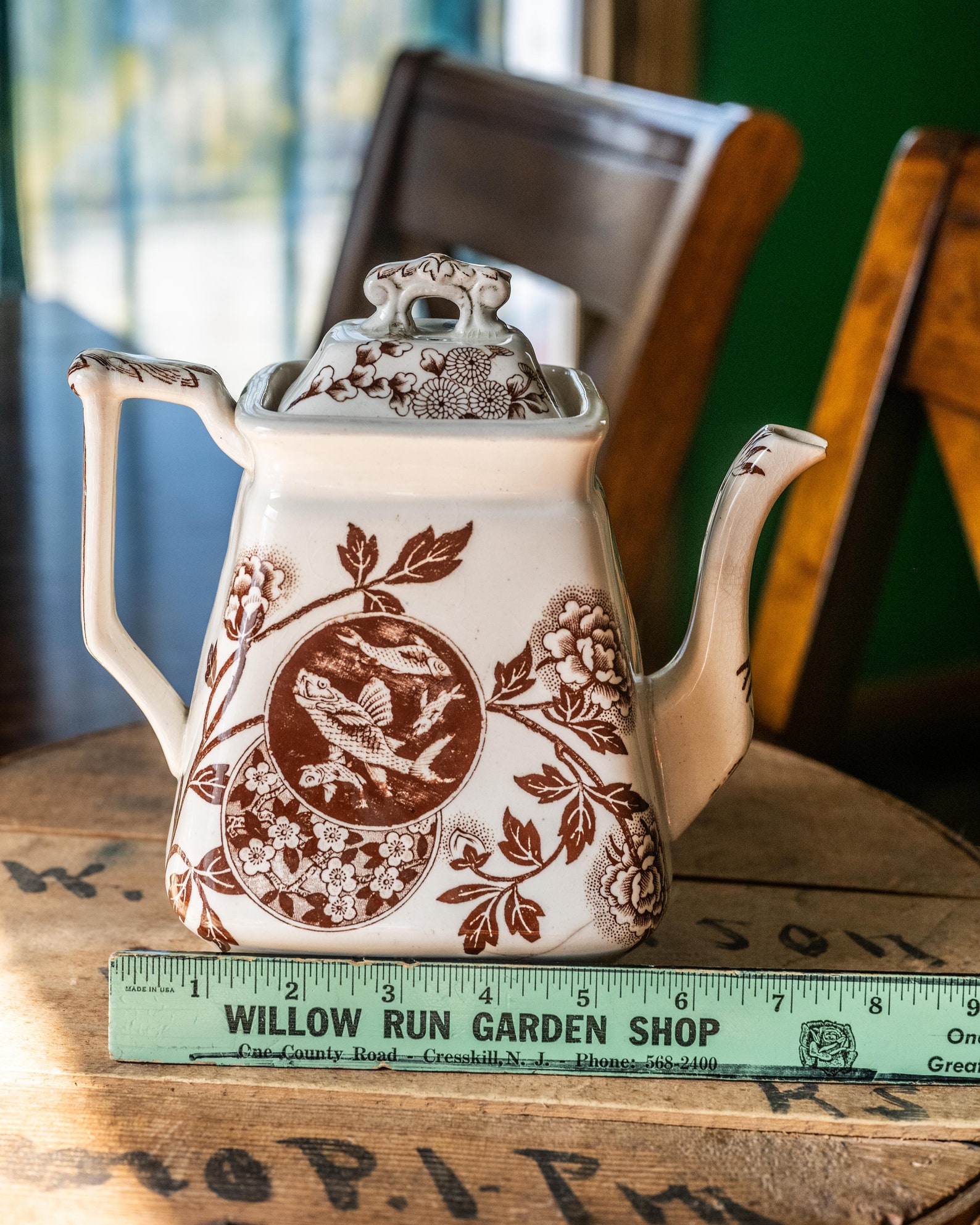 Aesthetic Movement Ironstone Teapot; Victorian Brown Transferware ...