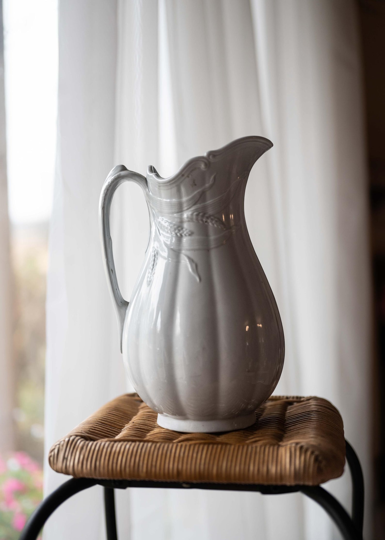 Large Antique Ironstone Pitcher, Wheat Pattern, English, Turner and ...