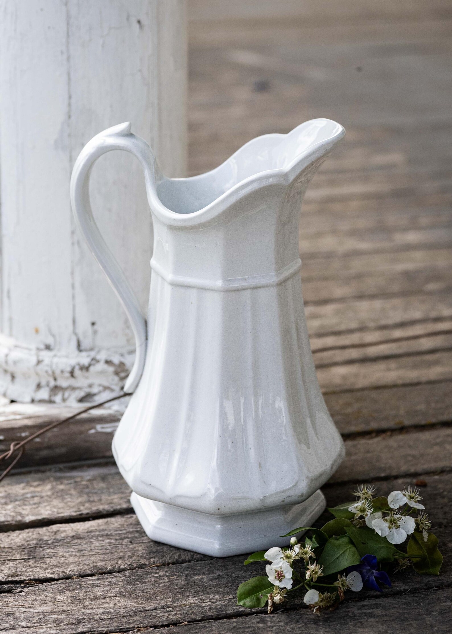 Heavy Antique White Ironstone Ewer, Made by English Potter T & R Boote ...