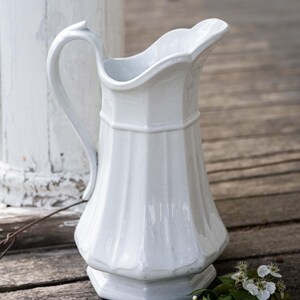 Heavy Antique White Ironstone Ewer, Made by English Potter T & R Boote ...