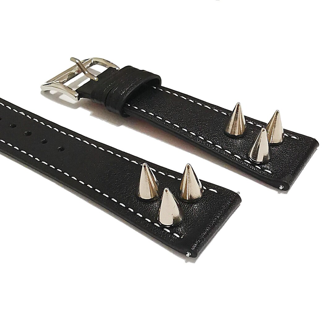Spiked Watch Band, Punk Leather Watch Strap for Samsung Smart Watch ...