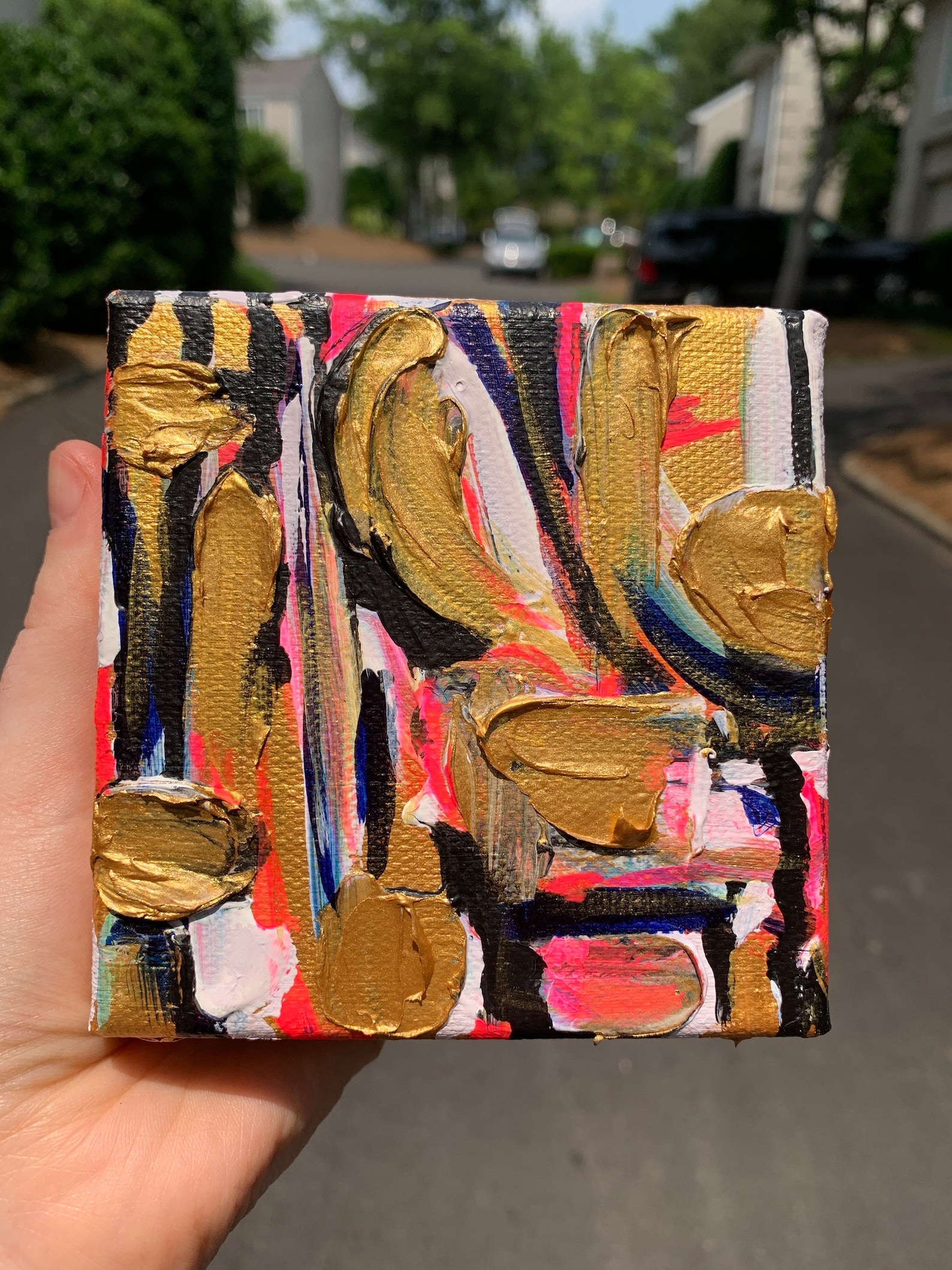 Gold Mini Painting | Gold Miniature Original Painting | Mini Canvas ...