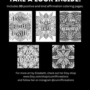 Printable Daily Affirmations Coloring Book Positive Affirmations ...