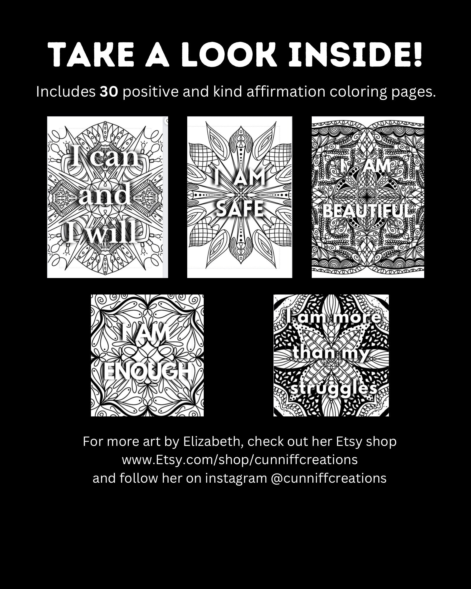 Printable Daily Affirmations Coloring Book Positive Affirmations ...