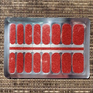 Red Ruby Slippers Glitter Real Nail Polish Wraps Sequins, Red Nail ...