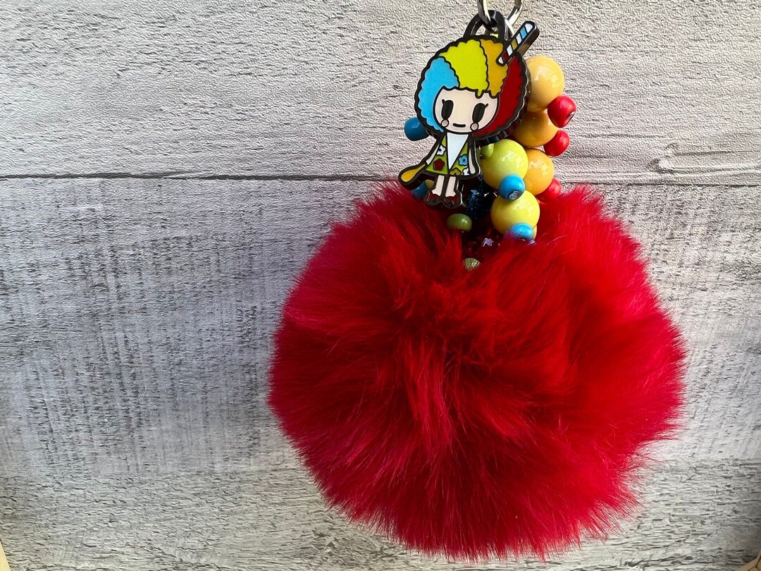 Custom Tokidoki Rainbow Ice Kawaii Carnival Pom Pom Keychain Toki Doki ...
