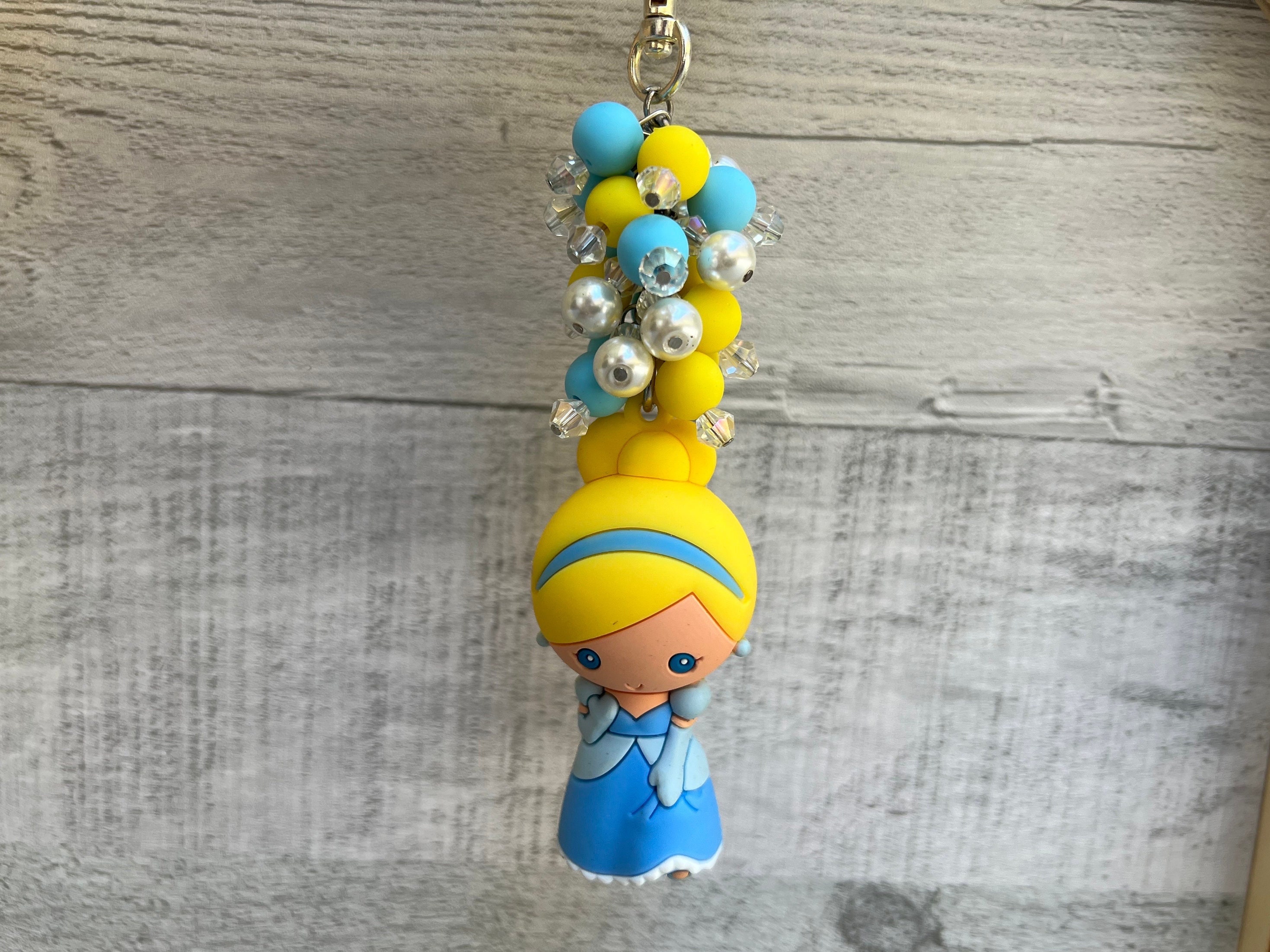 Disneys Cinderella Keychain Disney Key Fob Custom Beaded Keychain Bag Charm - Etsy
