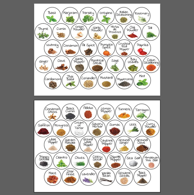 Labels for Spice Jars - Etsy