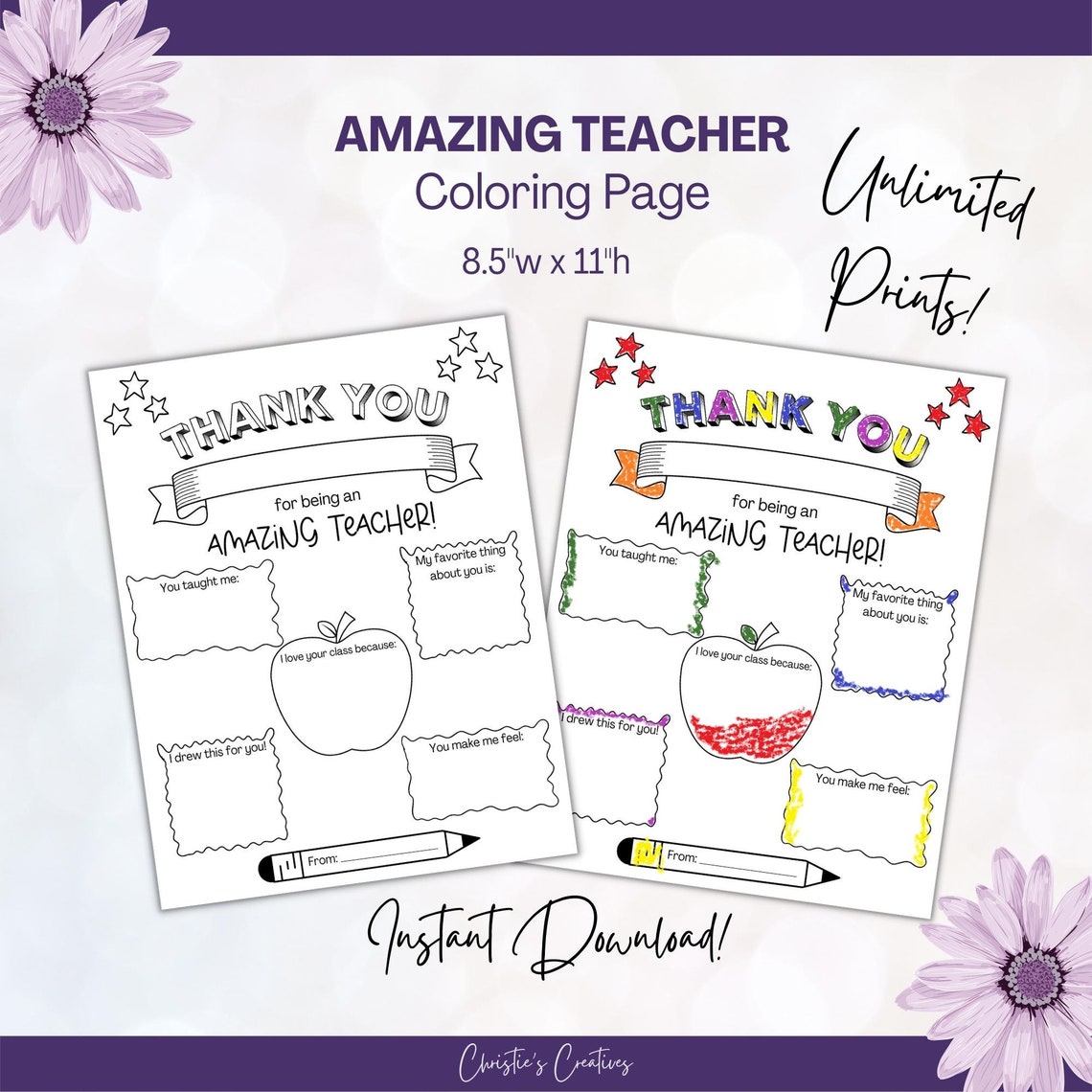 Teacher Appreciation Week Printable Coloring Page | Thank You for Being ...