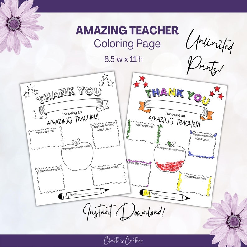 Teacher Appreciation Week Printable Coloring Page | Thank You for Being ...