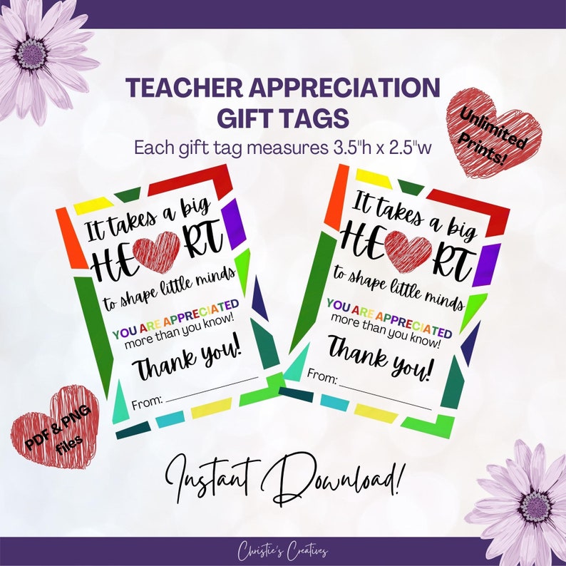 Printable Teacher Appreciation Gift Tags It Takes a Big | Etsy