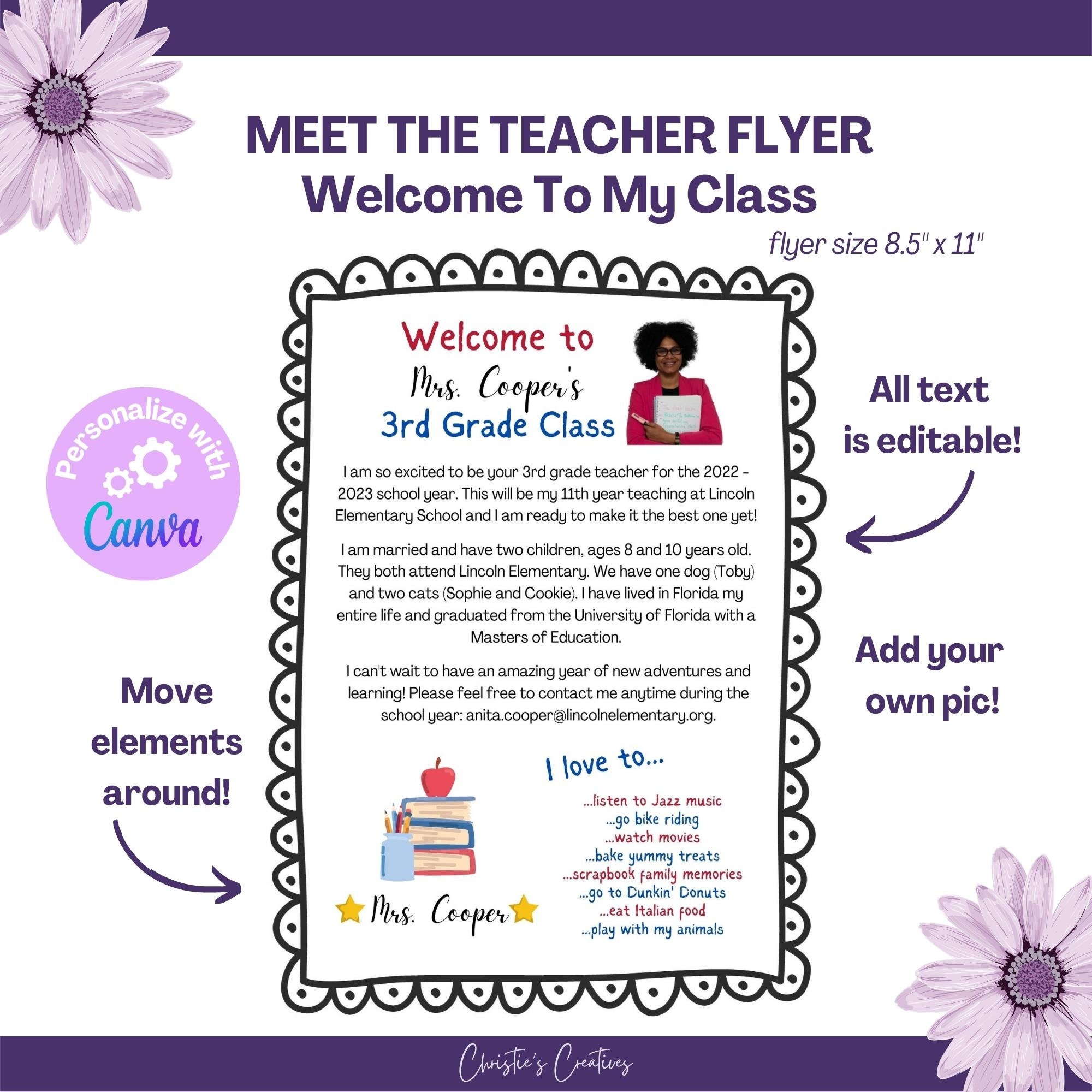 Meet the Teacher Flyer Template | Back to School Flyer | Welcome to My ...