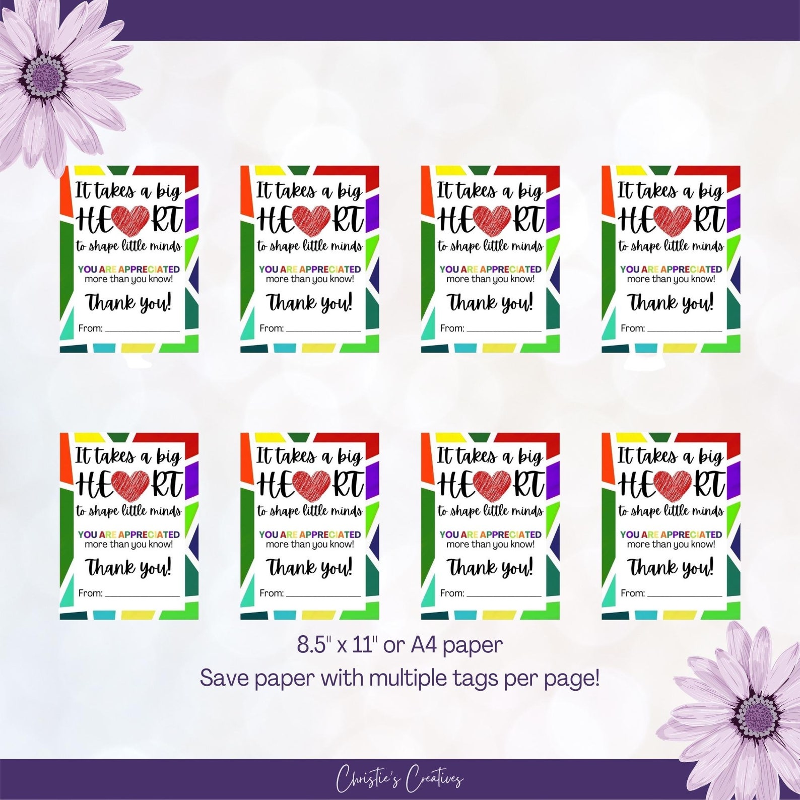 Printable Teacher Appreciation Gift Tags It Takes a Big | Etsy