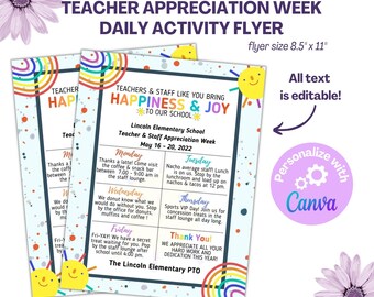 Teacher Appreciation Week Flyer Template EDITABLE Teacher - Etsy