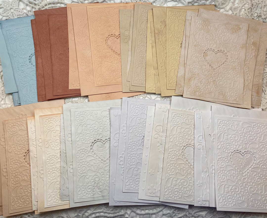 Love Hearts Hand Dyed Embossed Paper Packs, 6 Designs, Choose Colour - Etsy