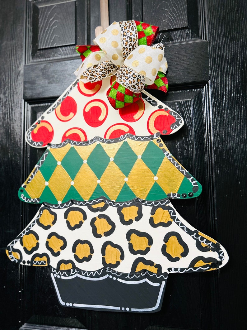 Whimsical Christmas Tree Door Hanger Etsy