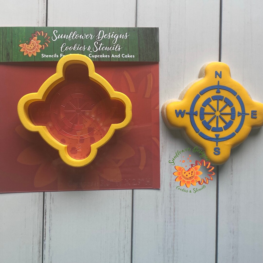 Compass Cookie Cutter Stick & Stencil Set - Etsy