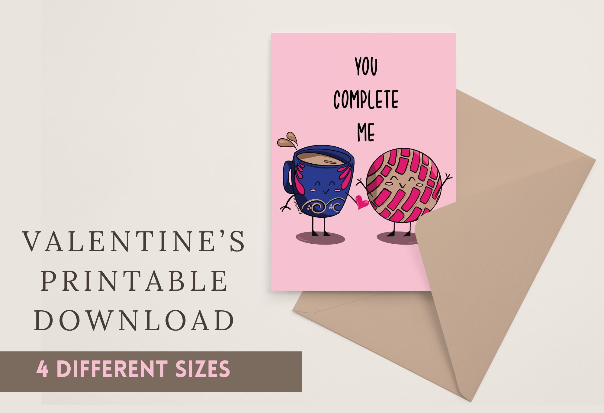 Printable Valentine Print Cafe Con Pan Dulce You Complete Me Digital ...
