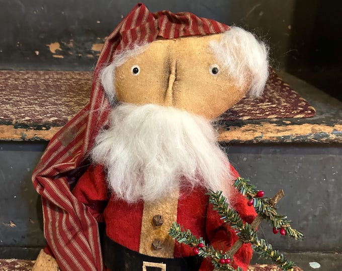 Handmade Primitive Whimsical Sitting Santa Claus - Etsy