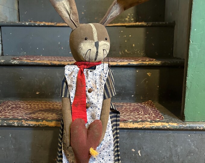 Handmade Primitive Valentine Girl Bunny - Etsy