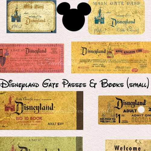 Digital Vintage Disneyland Gate Passes and Books SMALL Made - Etsy