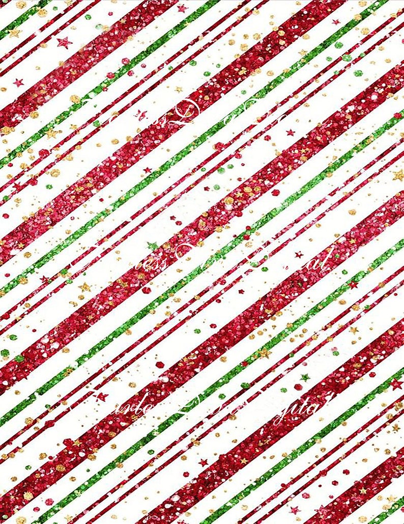 Digital Glittery Striped Christmas Scrapbook Paper Instant Download ...