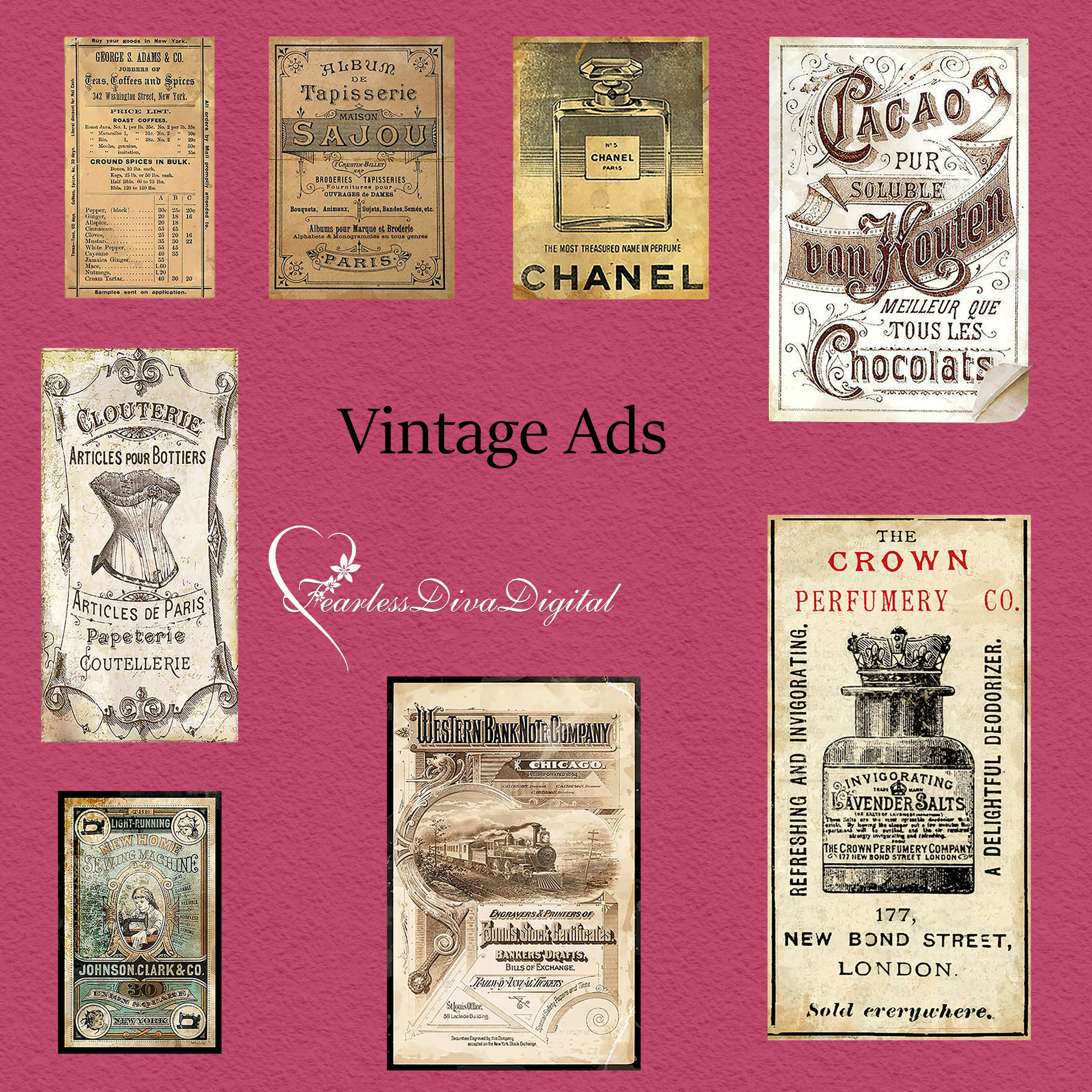 Vintage Ads Antique Ads 8 Ads Various Sizes Instant Download PRINTABLE ...