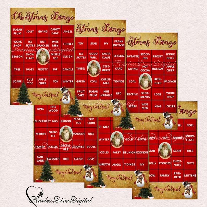25 PRINTABLE Digital Christmas Bingo Cards Exciting Fun for Everyone ...
