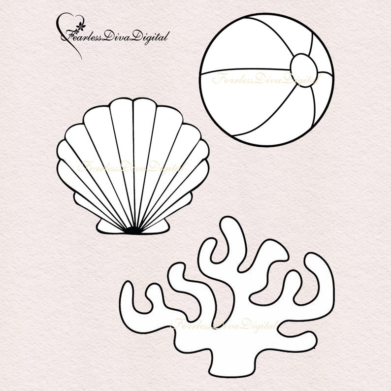 DIY Kid's Beach Craft Seashells PRINTABLE Instant Download Beach ...