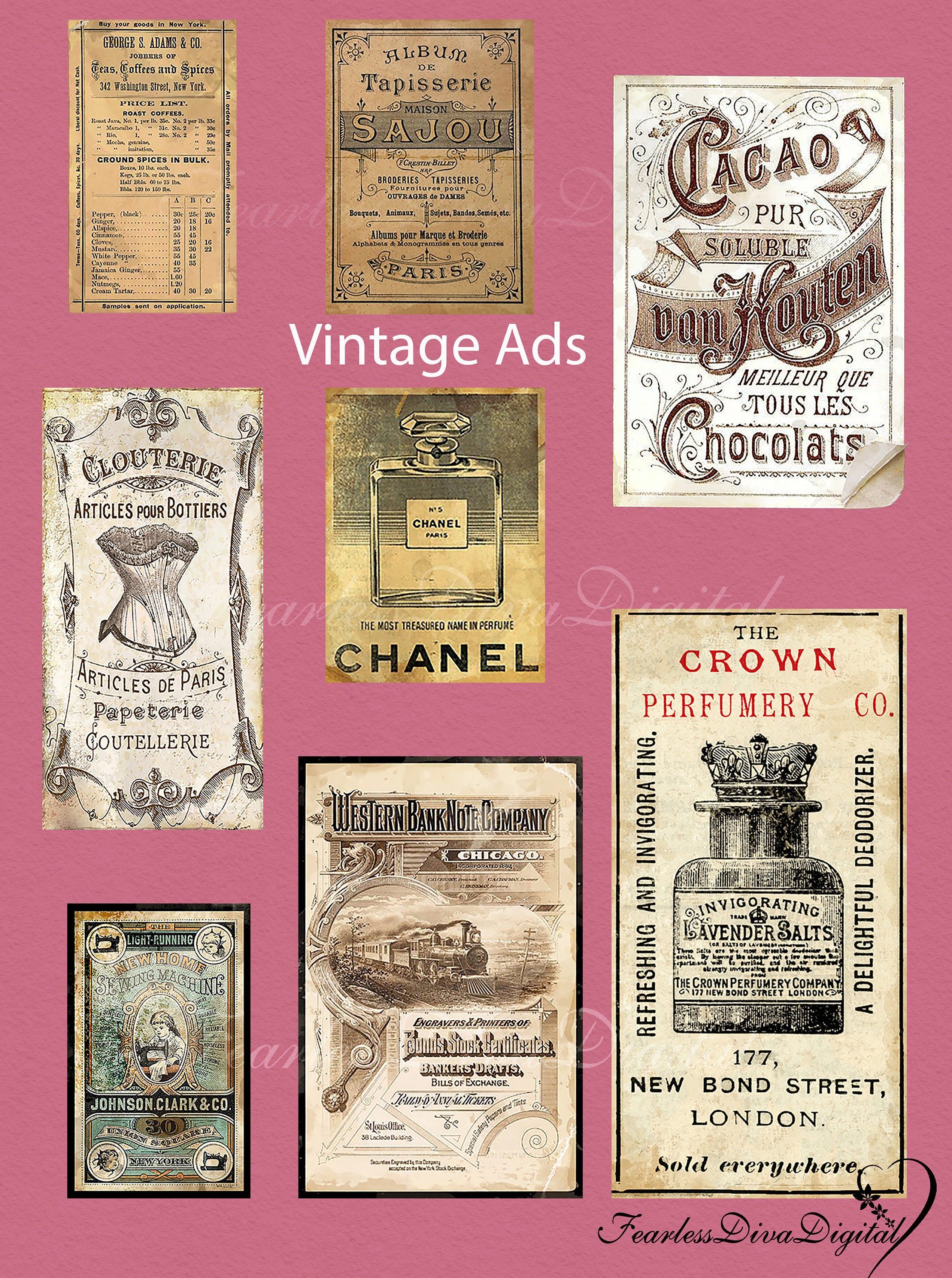 Vintage Ads Antique Ads 8 Ads Various Sizes Instant Download PRINTABLE ...