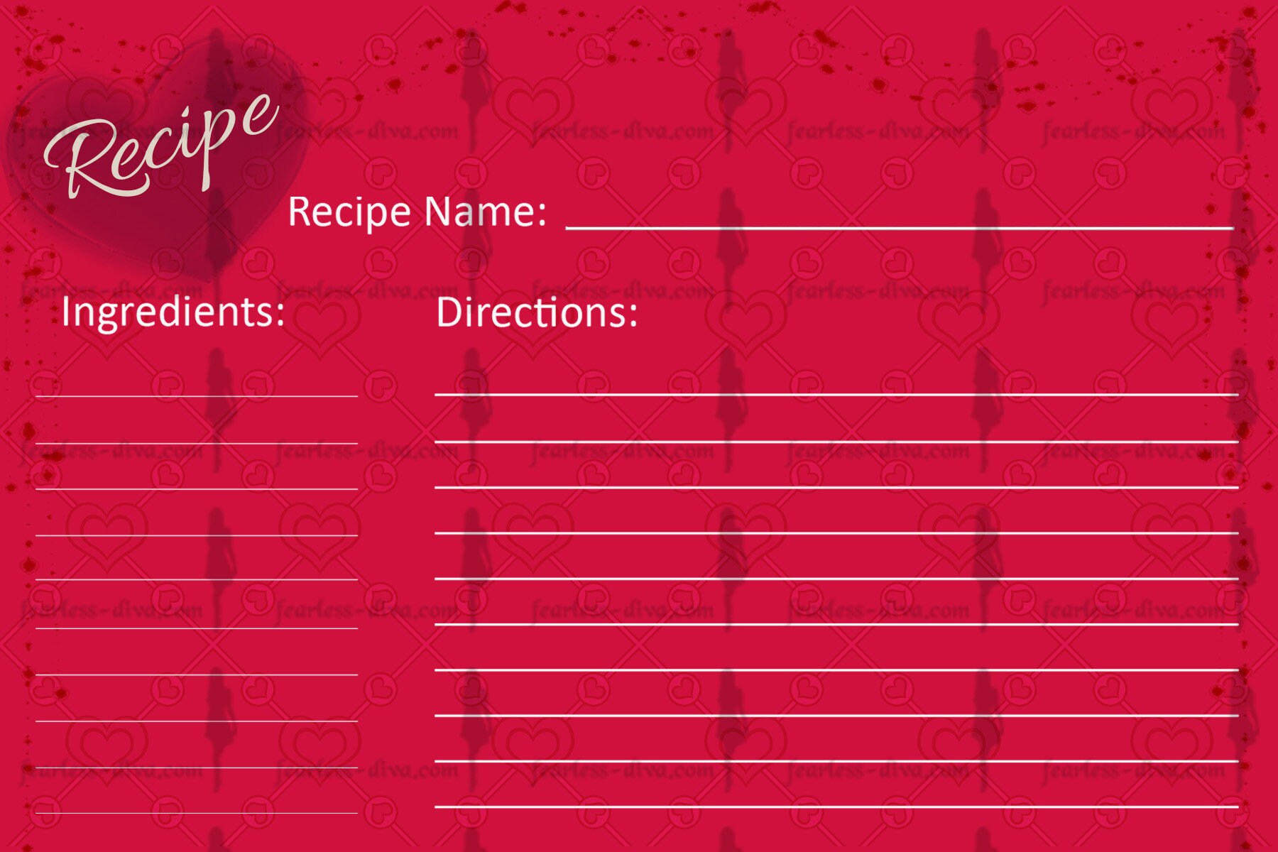 PRINTABLE Digital Sweet Love Recipe Card PRINT and Make a Set for a ...