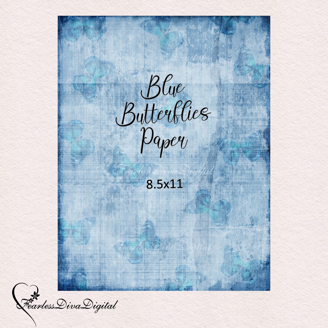 Blue Butterflies Scrapbook Paper Instant Download Digital PRINTABLE - Etsy