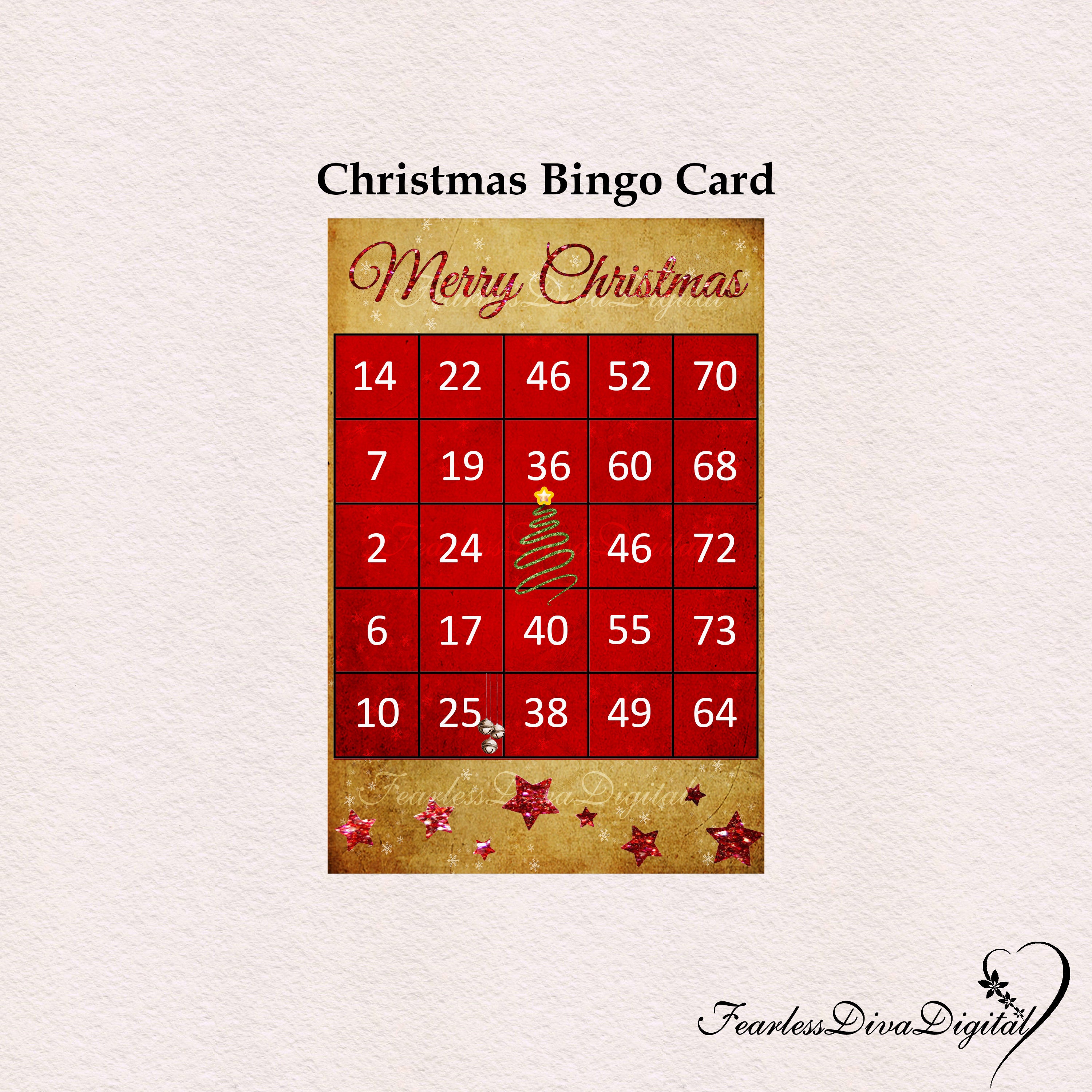 Christmas Bingo Card PRINTABLE Digital Instant Download Single - Etsy