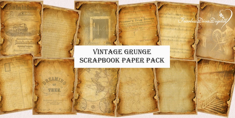 PRINTABLE Vintage Grungy Paper Pack 11x8.5 300 Dpi | Etsy