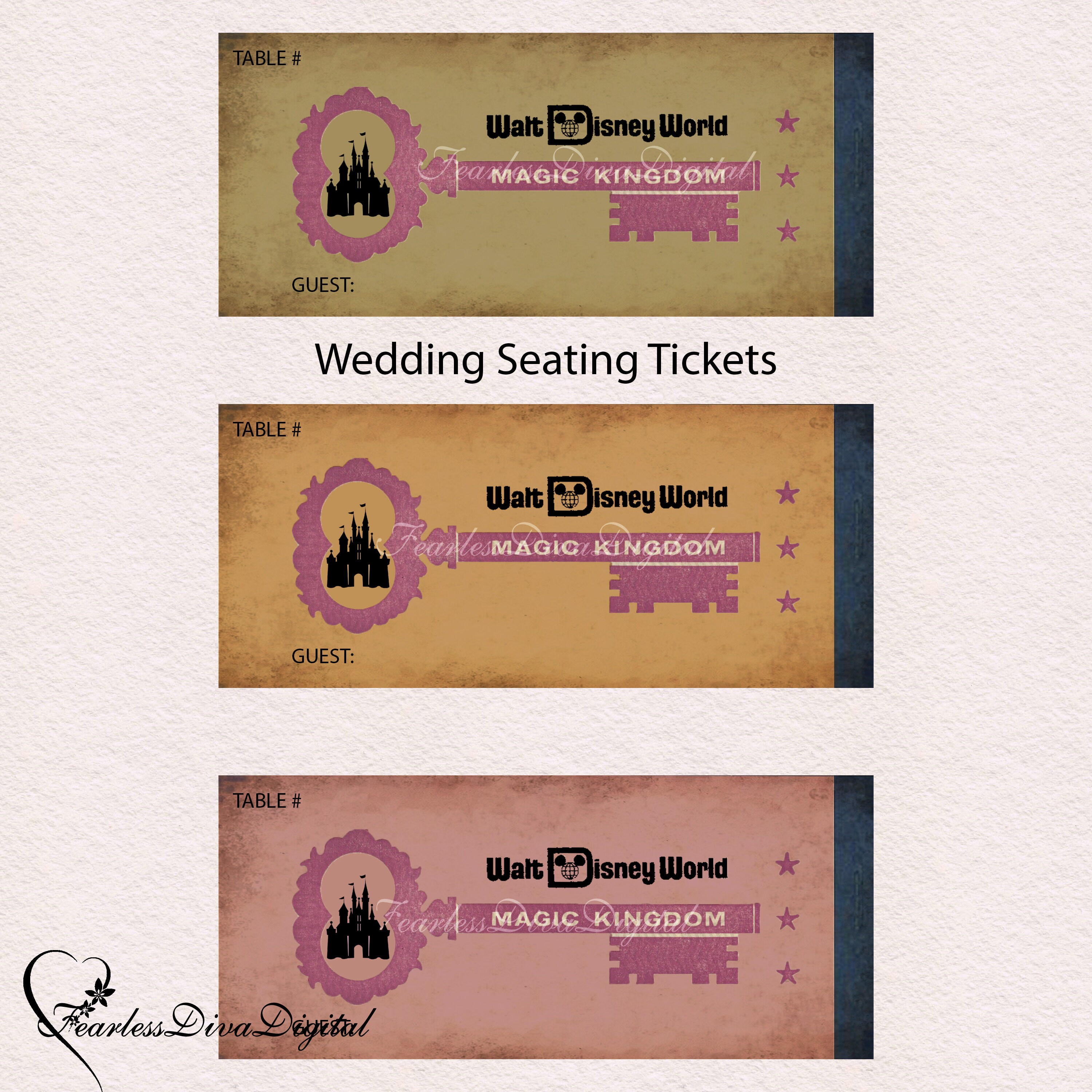 PRINTABLE Digital Vintage Magic Kingdom Seating Chart Tickets/place ...