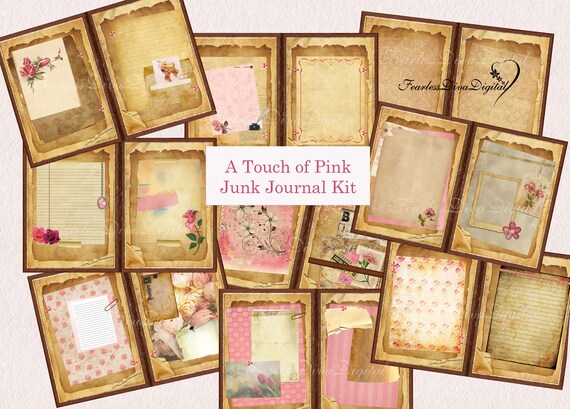 PRINTABLE Digital Vintage A Touch of Pink Junk Journal Kit | Etsy