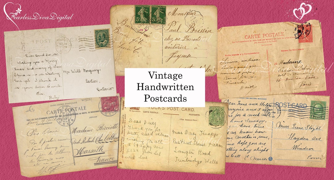 Vintage Handwritten Postcards Antique Postcards PRINTABLE Digital - Etsy