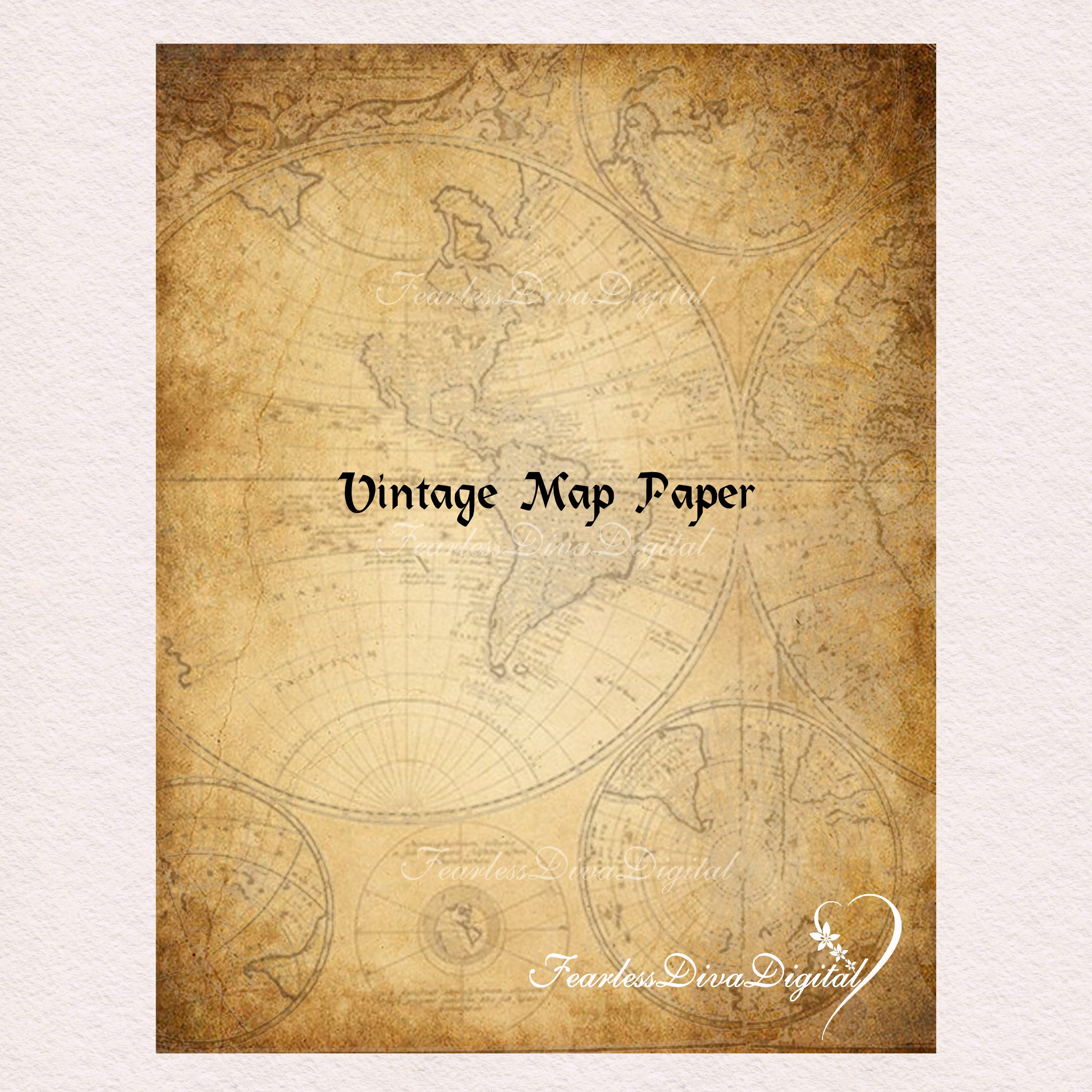 Digital Vintage Map Scrapbook Paper Antique Paper Rustic Paper 8.5x11 ...