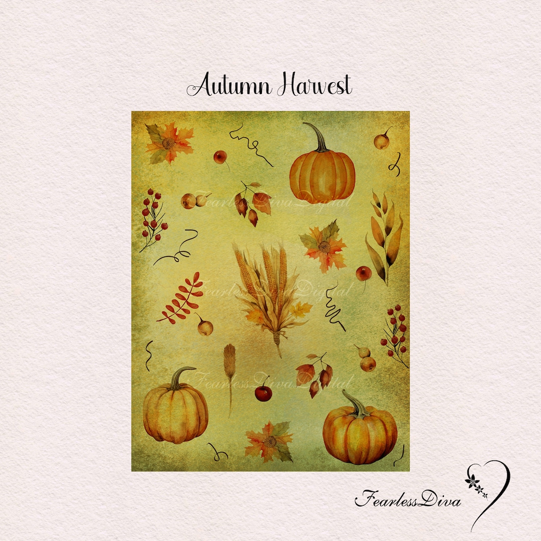 Autumn Harvest Scrapbook Paper Digital Printable 8.5x11 Inches - Etsy